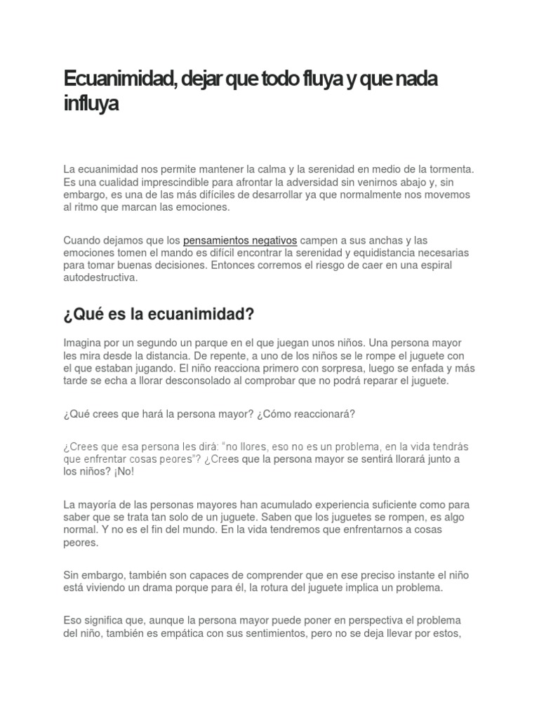 Ecuanimidad | PDF | Las emociones | Temor