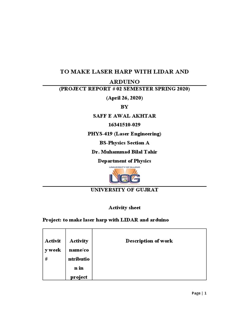 To Make Laser Harp With Lidar and Arduino: Page - 1 | PDF | Laser | Lidar