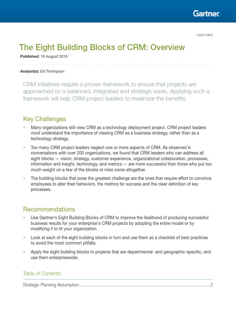 The Eight Building Blocks of CRM - Overview | PDF | Customer ...