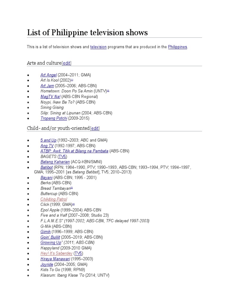 List of Philippine Television Shows (2021) | PDF