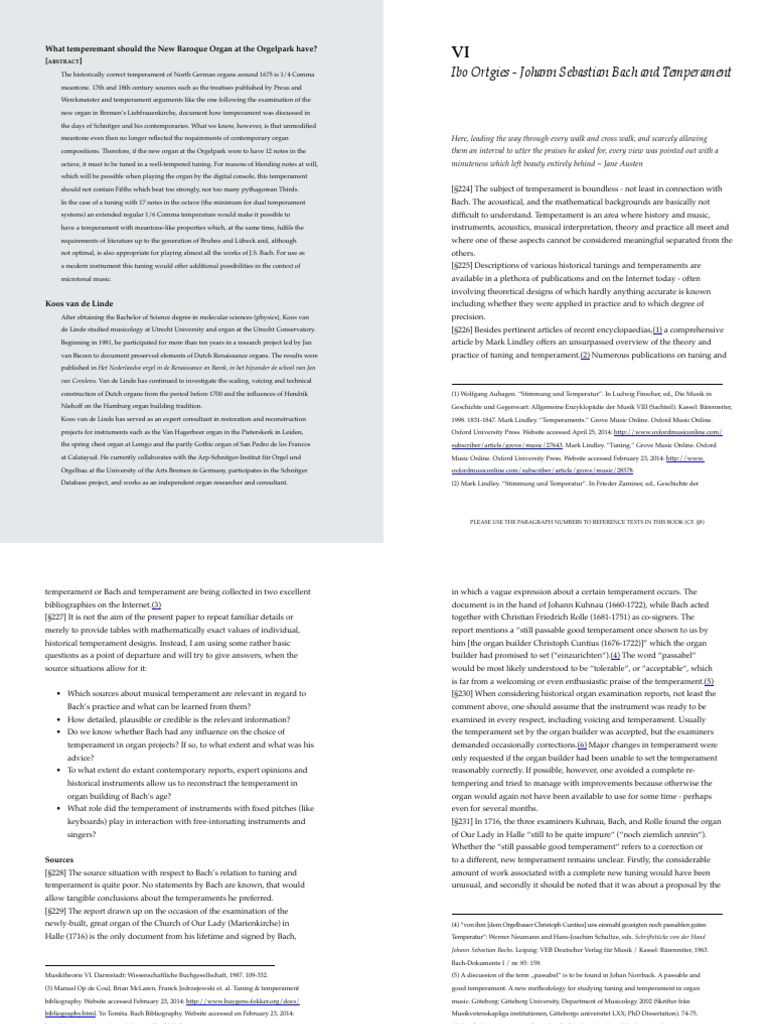 Johann Sebastian Bach and Temperament | PDF | The Well Tempered Clavier ...