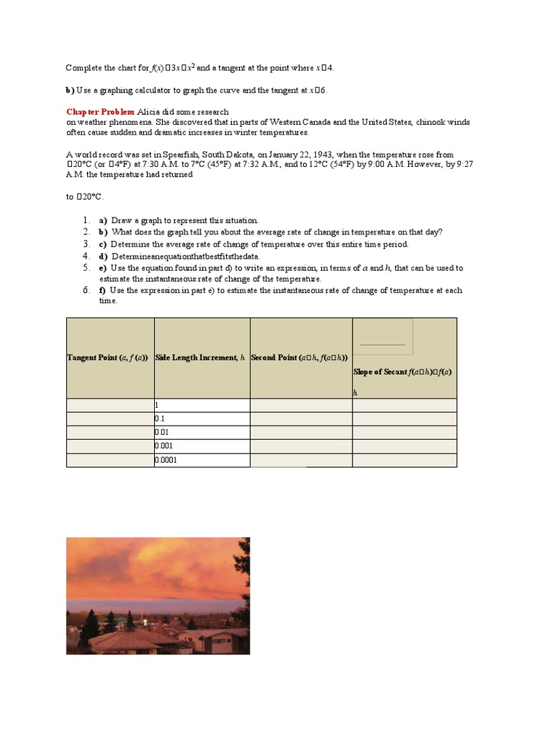Graphing and Analyzing Dramatic Temperature Changes Caused by Chinook ...