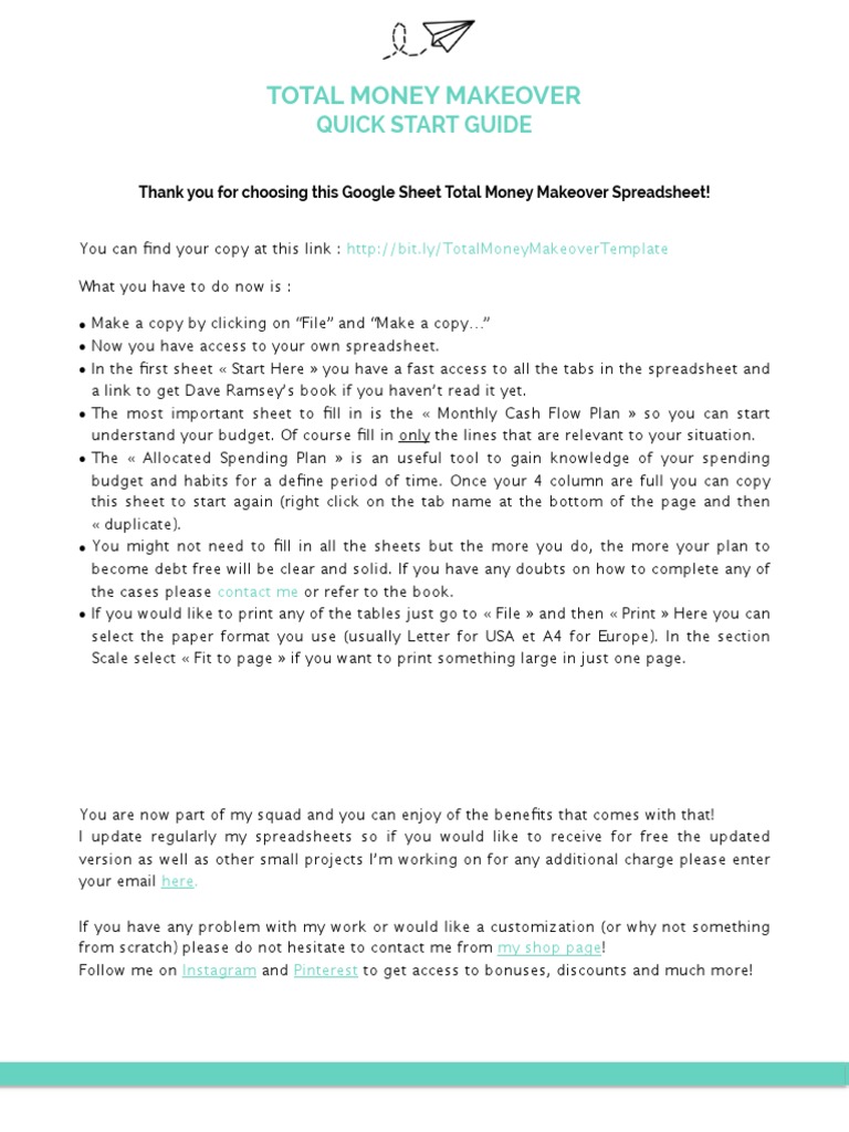 Total Money Makeover Spreadsheet Guide | PDF | Self-Improvement