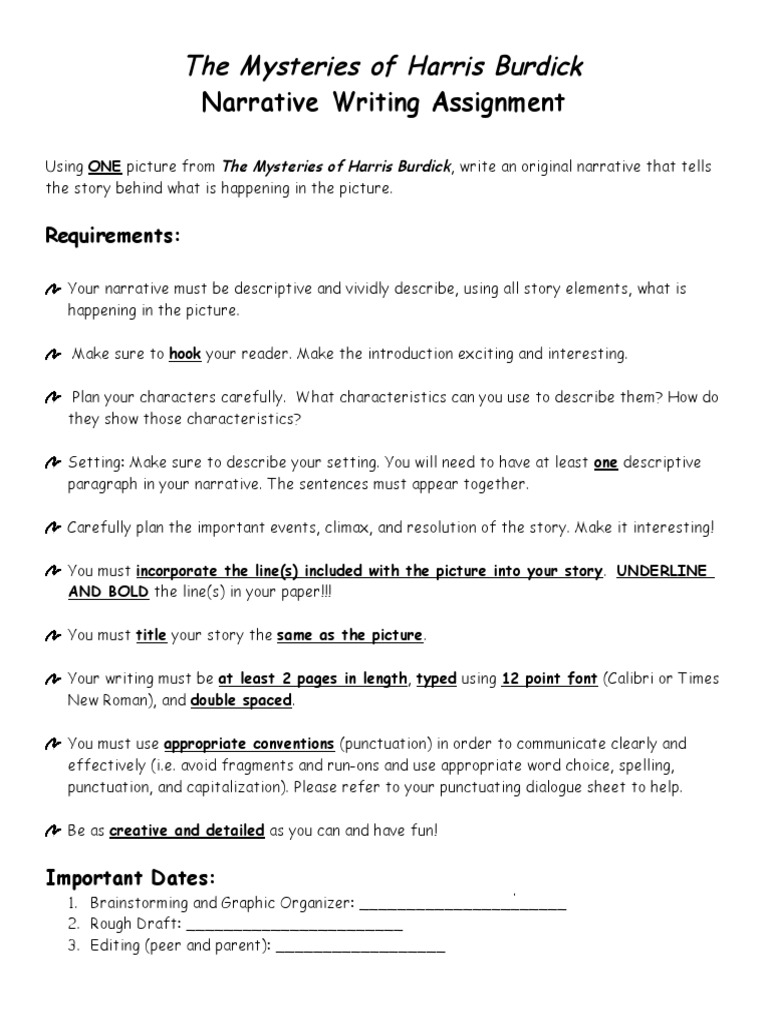 Harris Burdick Writing Task | PDF | Narrative | Writing