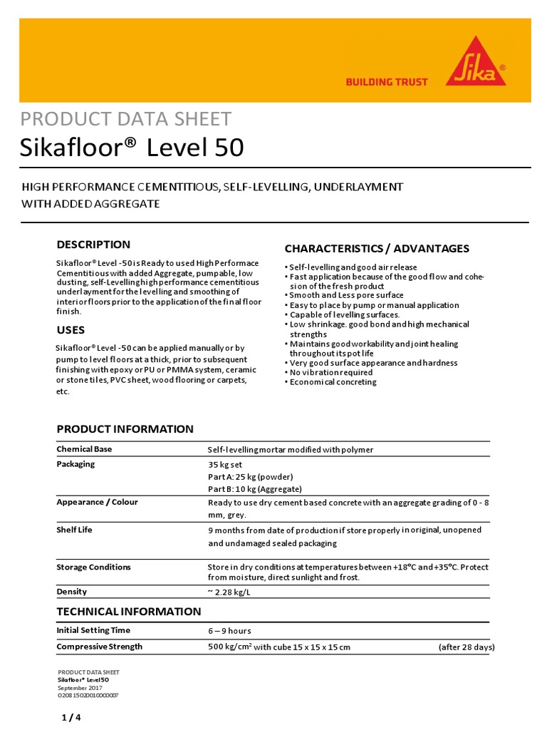 Sikafloor Level 50 - Pds en | PDF | Flooring | Concrete