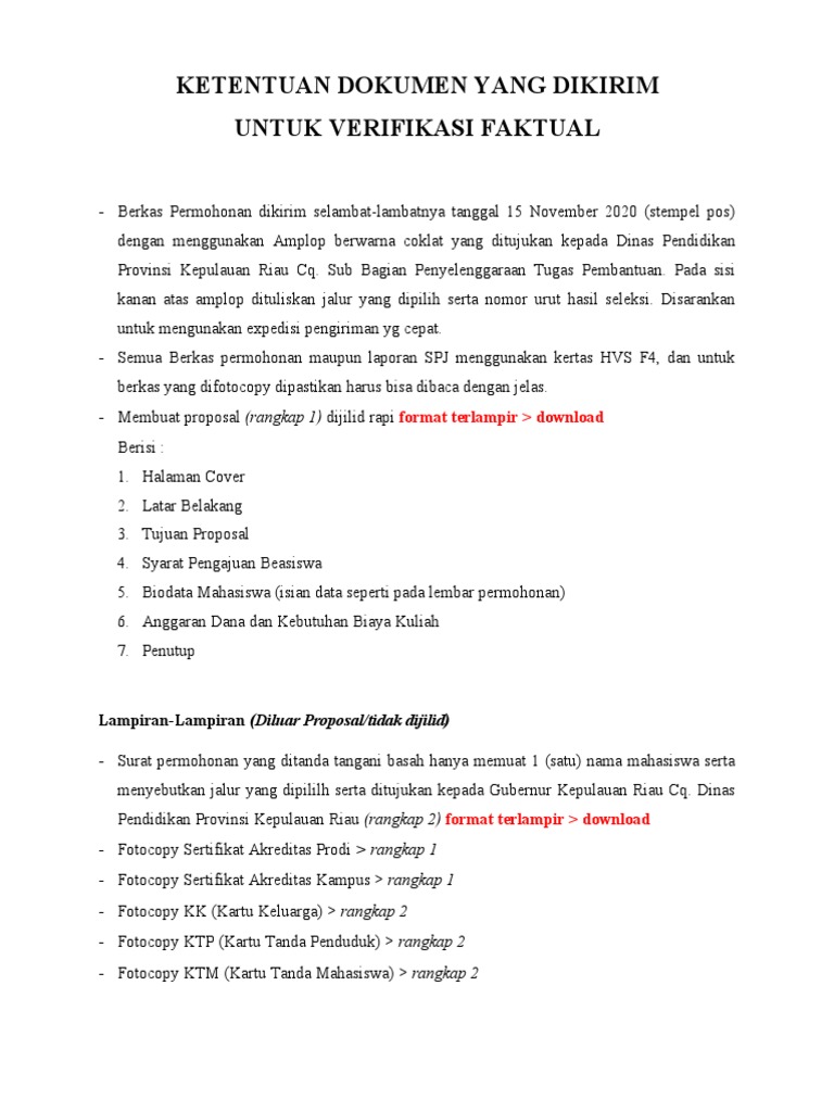 Syarat Kelengkapan Dokumen Untuk Verifikasi Faktual | PDF