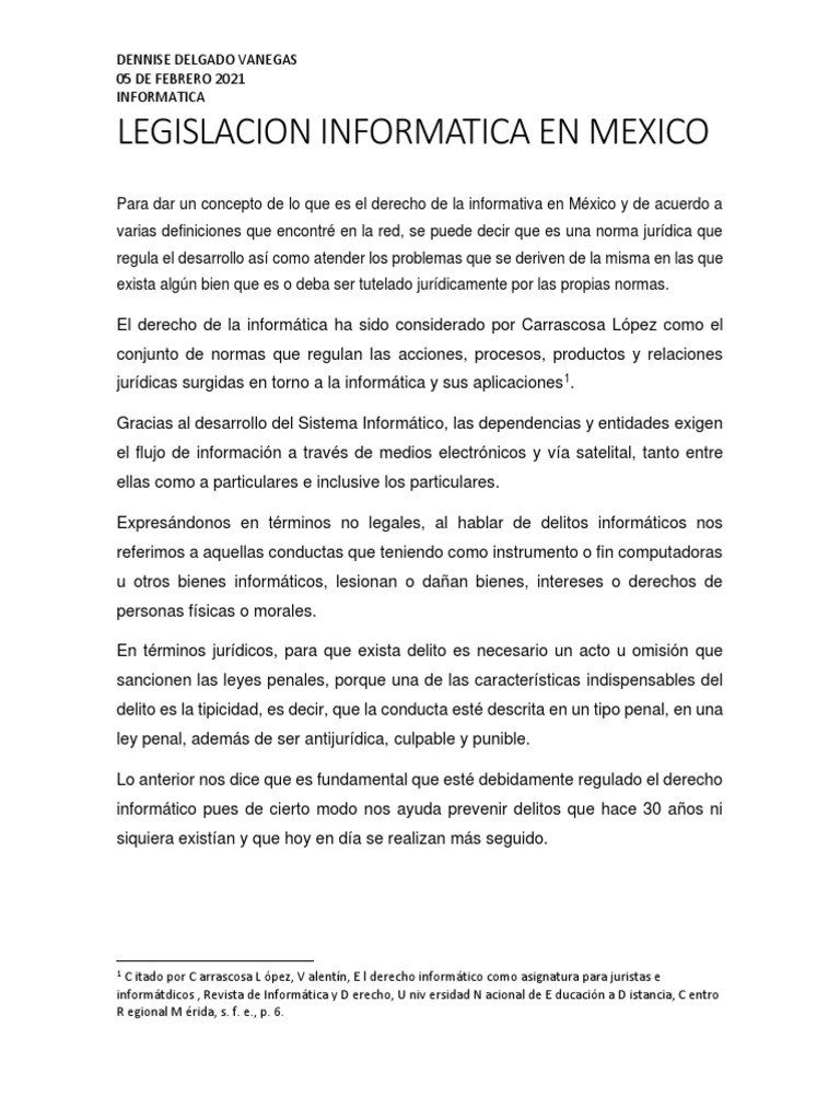 Legislacion Informatica en Mexico | PDF | Cibercrimen | Derecho penal