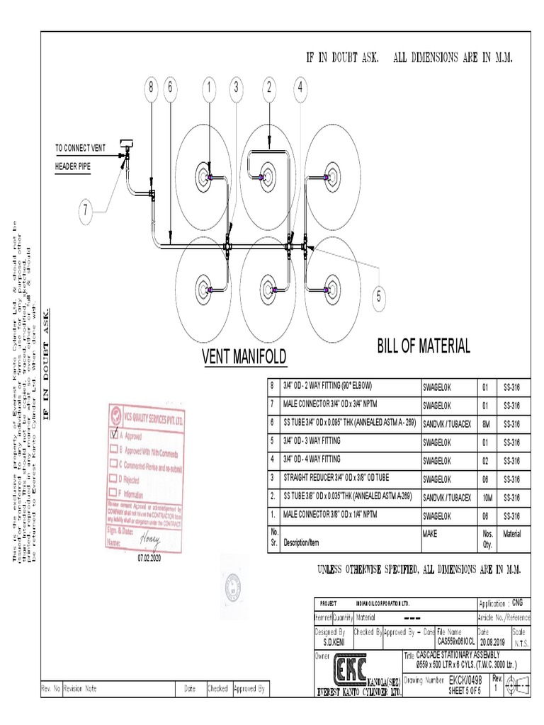 CNG Cascade Stationary Assembly Bill | PDF | Plumbing | Hydraulic ...