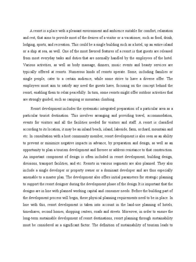 Resort | PDF | Resort | Tourism