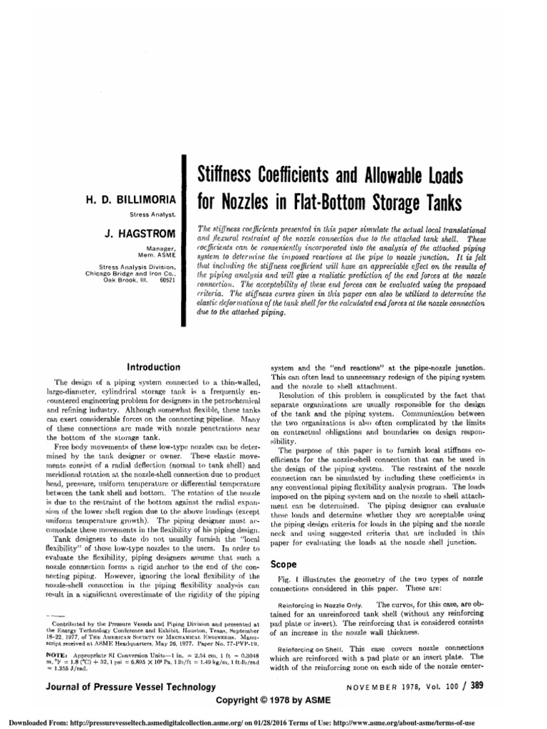 Stiffness Coefficients and Allowable Nozzles in API 650 Tanks | PDF ...