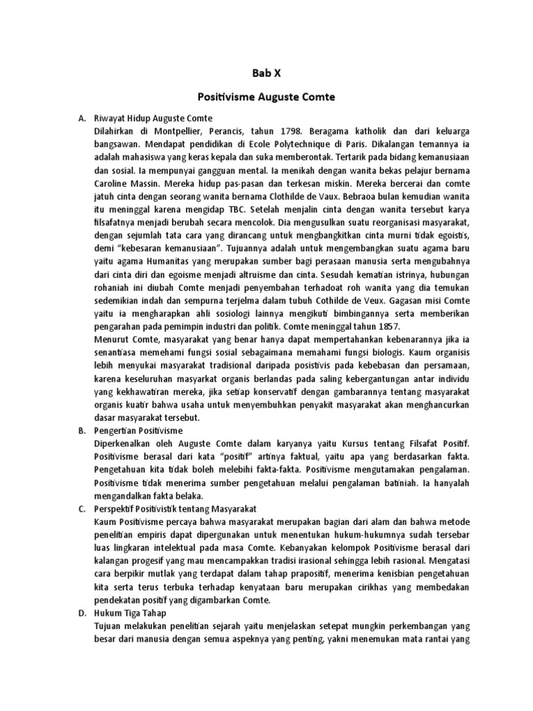 Positivisme dalam Pemikiran Comte | PDF