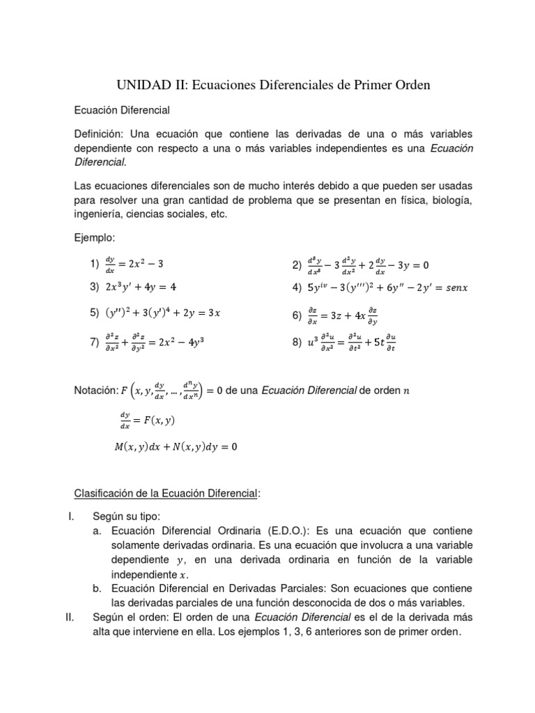 2 Ecuaciones Diferenciales de Primer Orden | PDF | Ecuaciones ...
