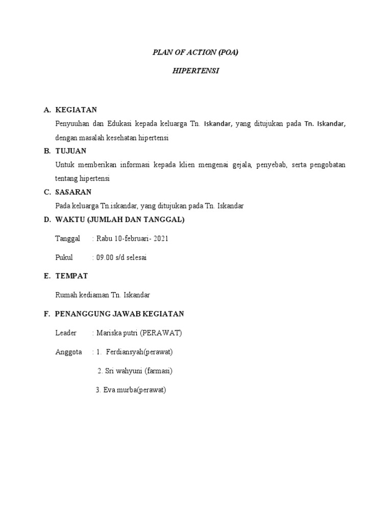 Plan of Action (Poa) | PDF