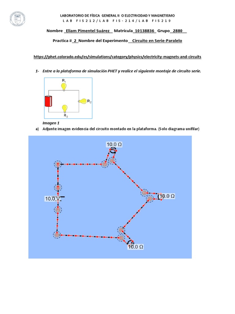 Experimentos de Circuitos Eléctricos en PHET | PDF | Cantidades fisicas ...