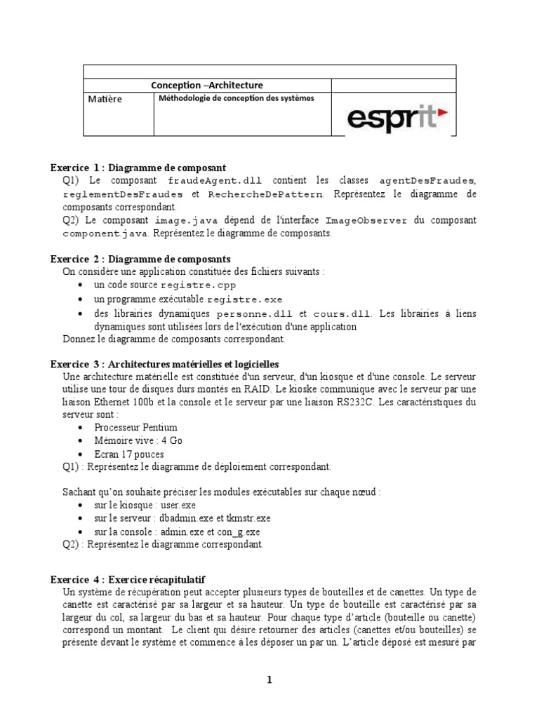 TD UML Diagramme de Composants | PDF | Bibliothèque logicielle | Serveur (Informatique)