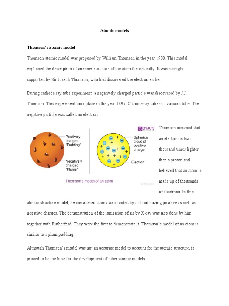 Atomic Model Thomson | PDF