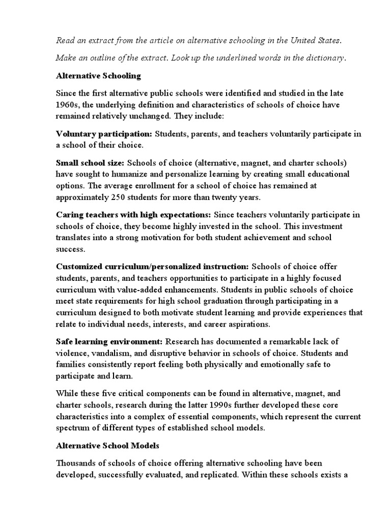 Alternative Schooling - Revised | PDF | Teachers | Curriculum