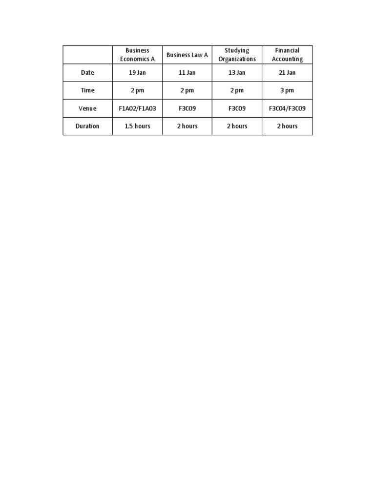 Exam Timetable | PDF