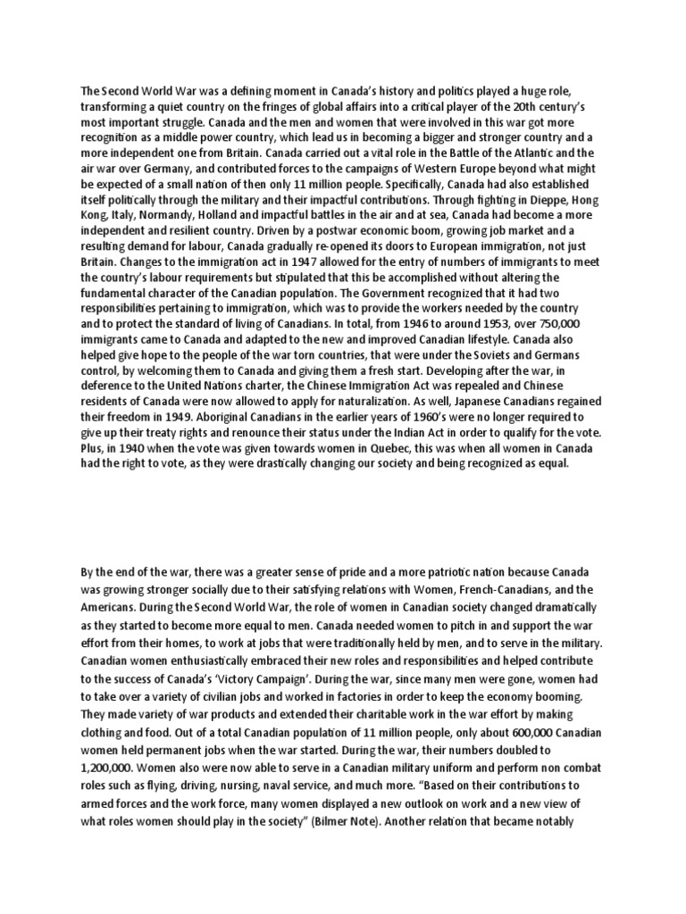 Canada in Ww2 Essay - Docx 2 | PDF | Canada | World War II