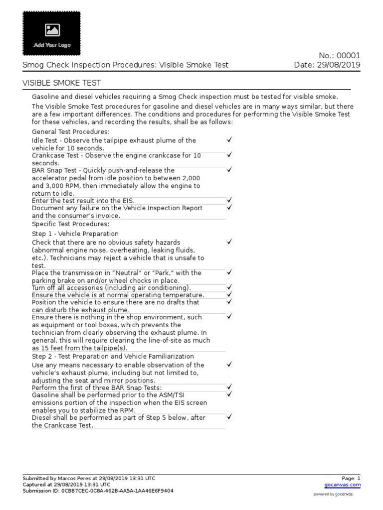 Visible Smoke Test Procedures | PDF | Exhaust Gas | Vehicles