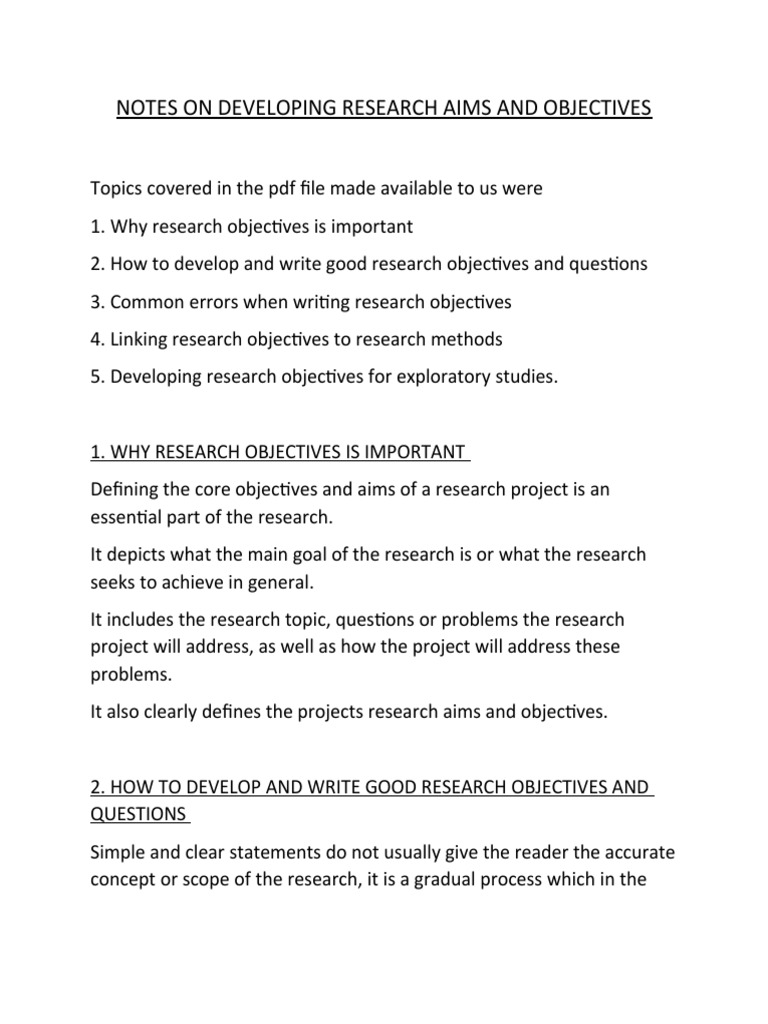 Notes On On Aims and Objectives | PDF | Information | Psychology