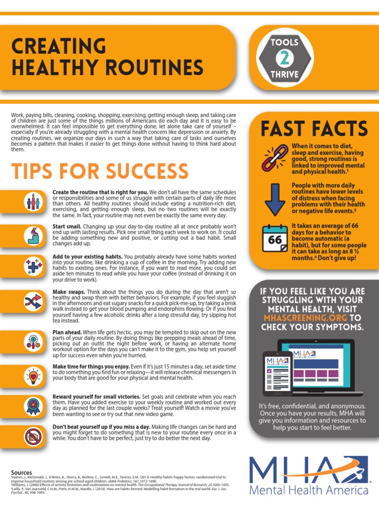 Handout - Creating Healthy Routines | PDF | Habits | Psychiatry