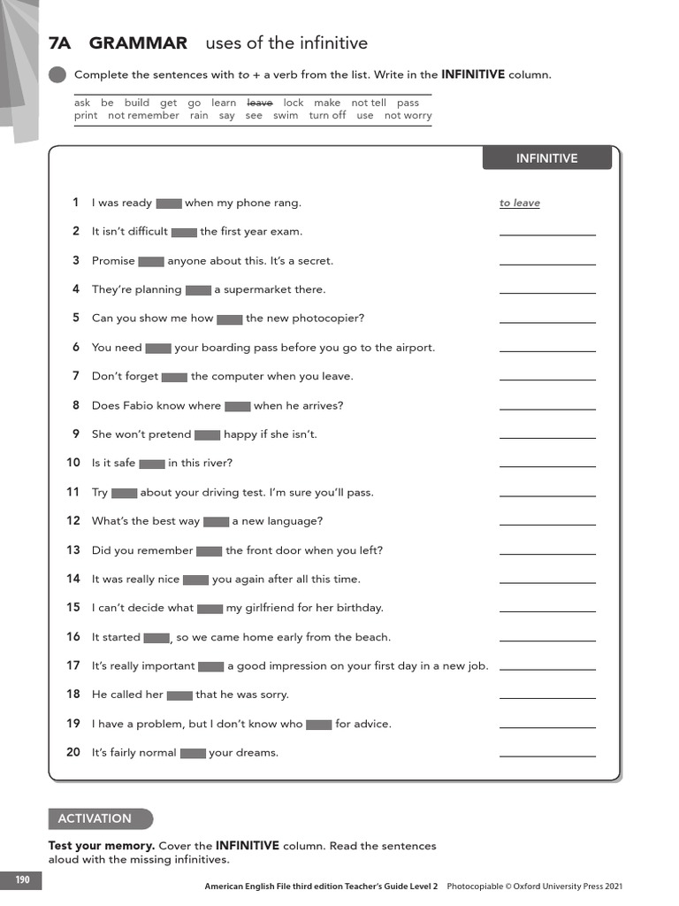 AEF3e Level 2 TG PCM Grammar 7A | PDF