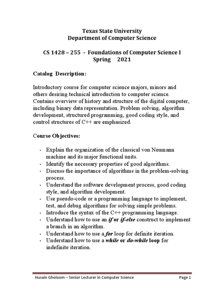 CS1428 Section 255 Spring 2021 | PDF | Computer Programming | Algorithms