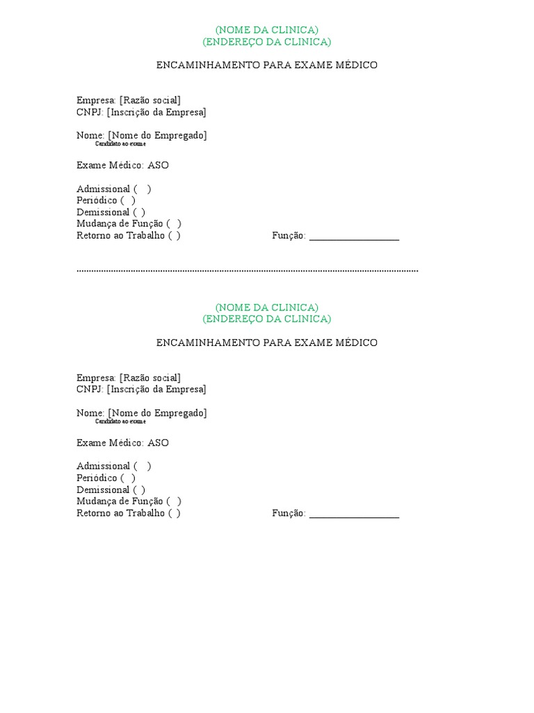 Modelo Encaminhamento Exame Medico | PDF