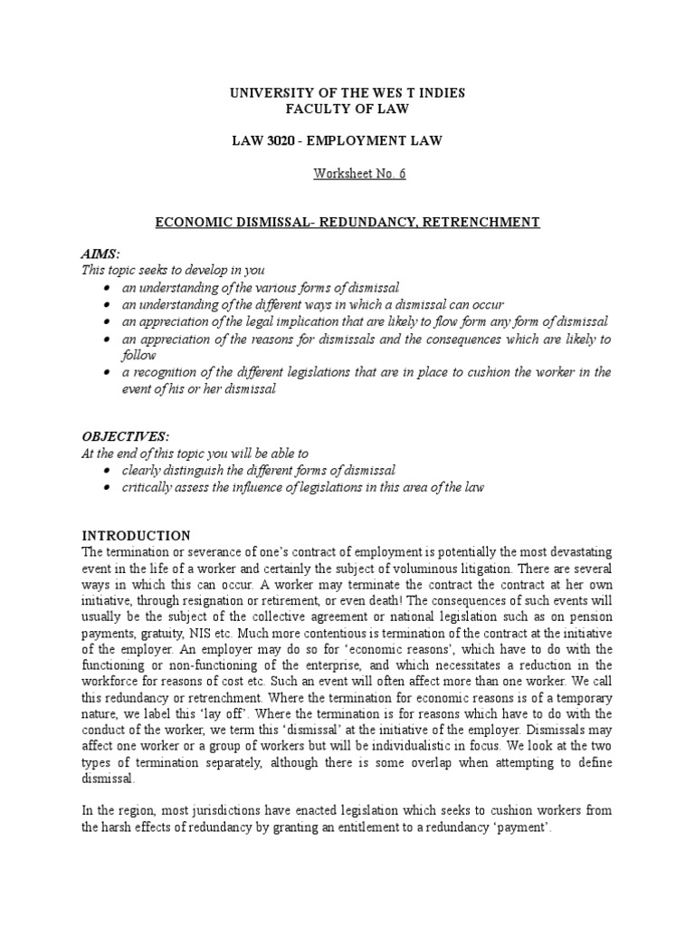 Redundancy Worksheet | Download Free PDF | Layoff | Labor