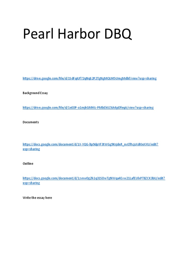 Pearl Harbor DBQ Resources | PDF