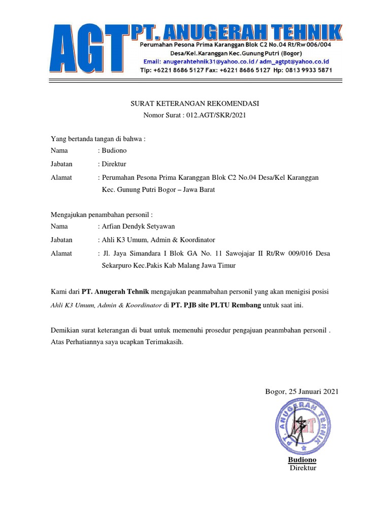 Berkas AK3U PT - Agt | PDF