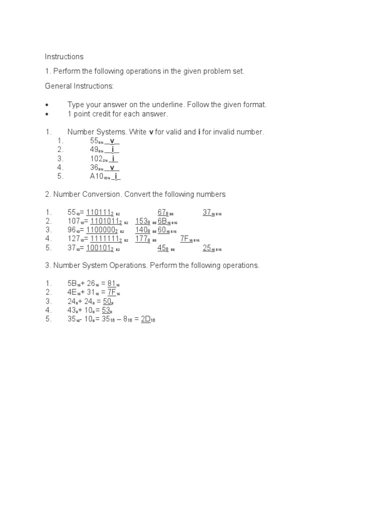 Formative Assessment 4 - Number Systems and Base Number Operations | PDF