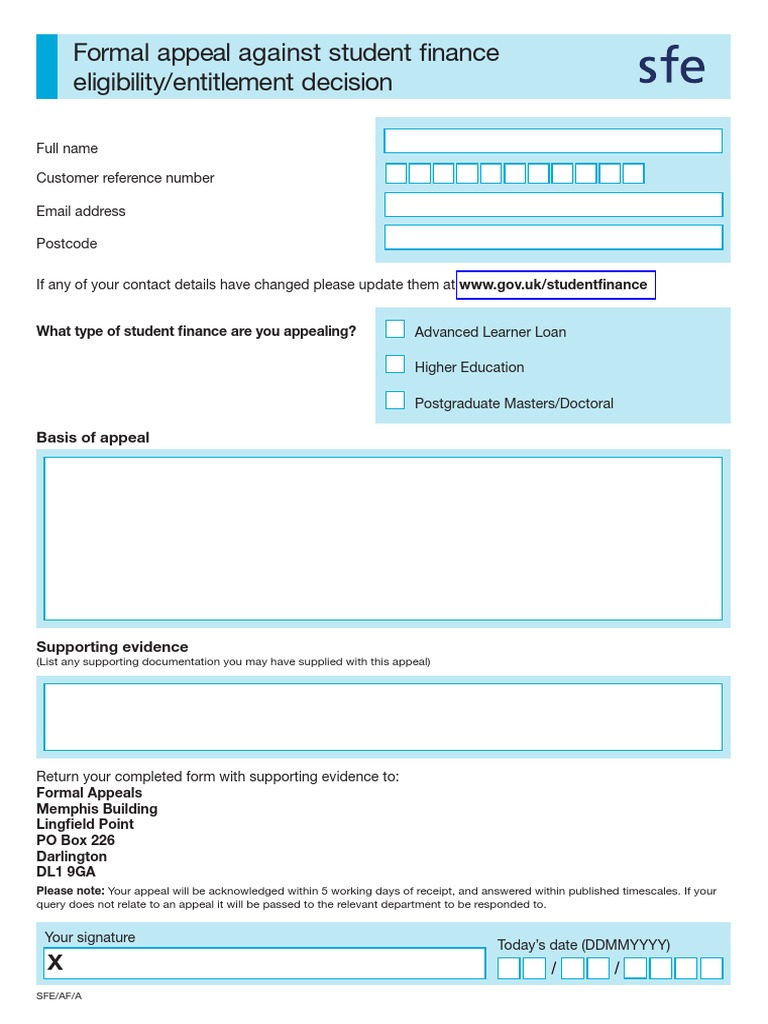 Appeal Form for Student Finance Decisions | PDF