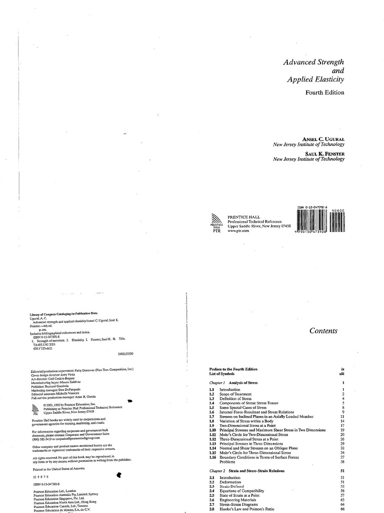 Advanced Strength and Applied Elasticity | PDF | Stress (Mechanics ...
