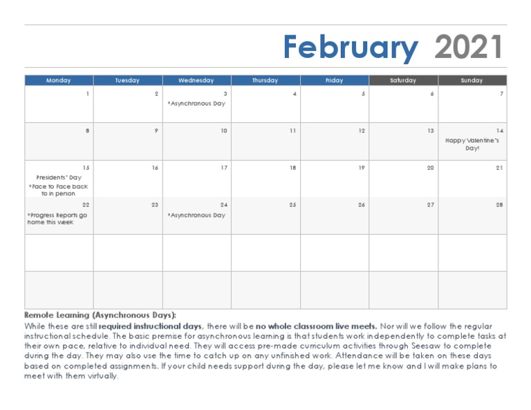 February Calendar 2021 | PDF