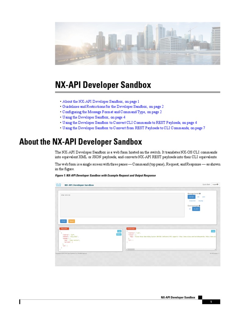 About The NX-API Developer Sandbox | PDF | Representational State Transfer | Command Line Interface