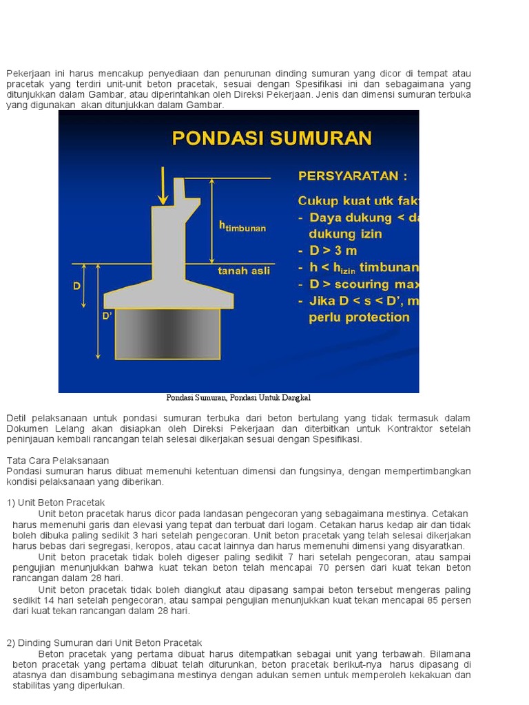 Metode Pondasi Sumuran | PDF