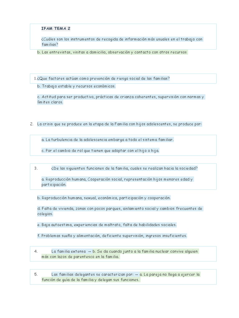 Ifam Examen 2 | PDF | Familia | Abuso infantil