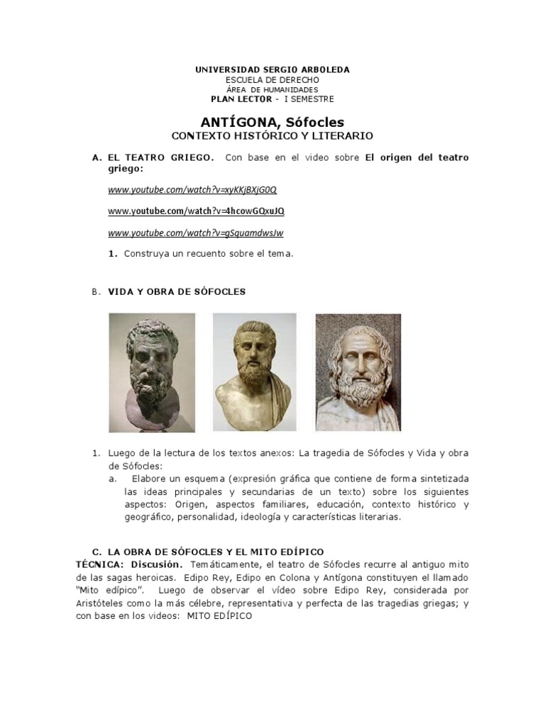 Antígona de Sófocles. Guía Sobre El Autor y Escena 1 | PDF | Sófocles ...