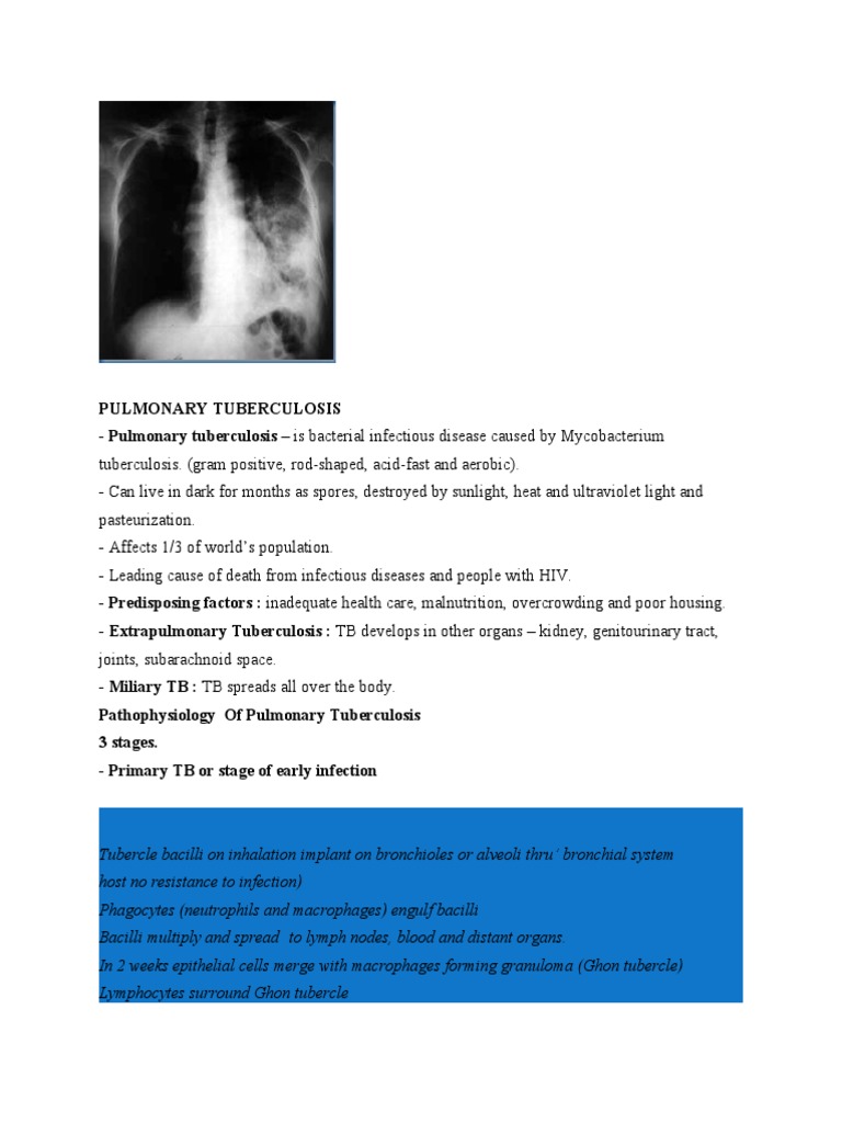 Tuberculosis. (Gram Positive, Rod-Shaped, Acid-Fast and Aerobic ...