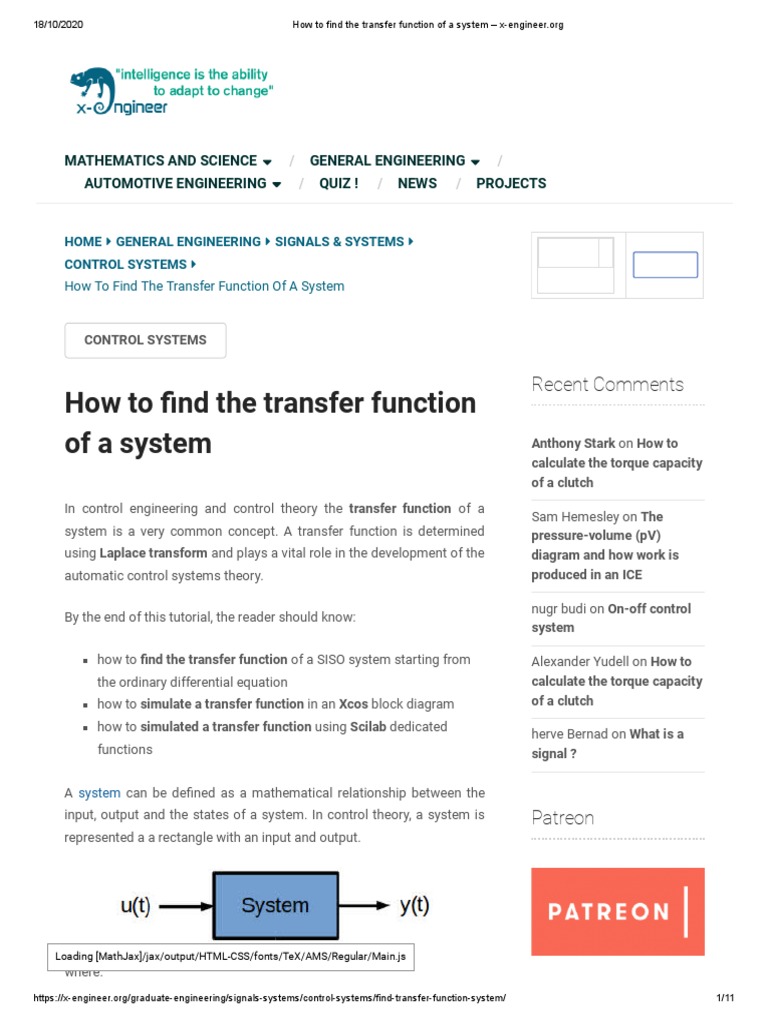 How To Find The Transfer Function of A System | PDF | Function ...