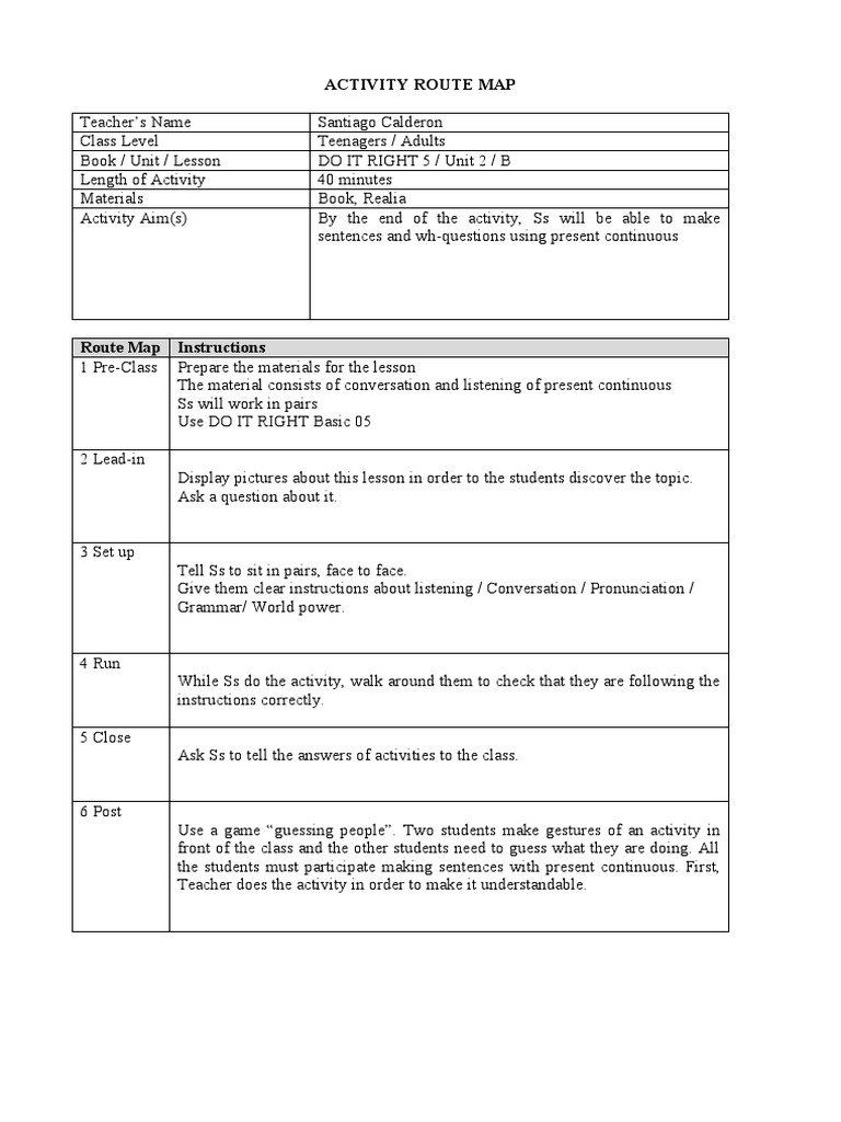 Route Map - Training - Task | PDF | Wellness