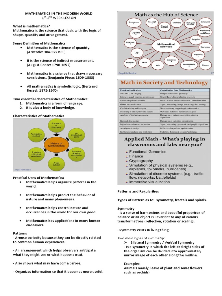 Mathematics in The Modern World Notes | PDF | Pattern | Teaching ...