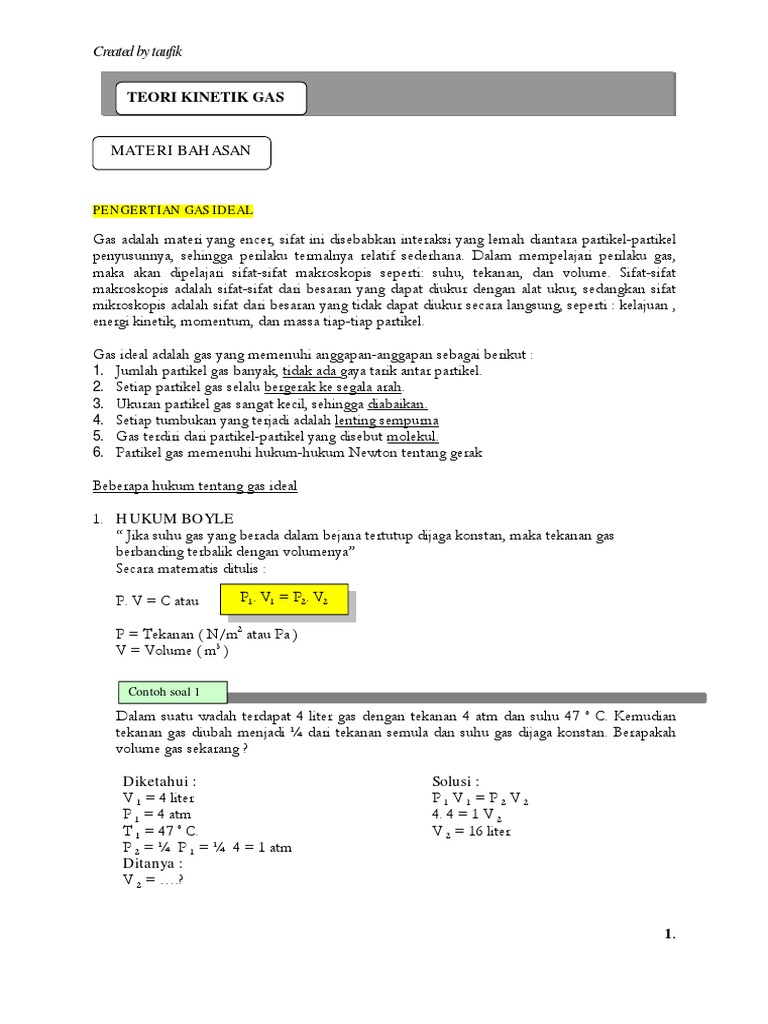 Modul Teori Kinetik Gas 2016 | PDF