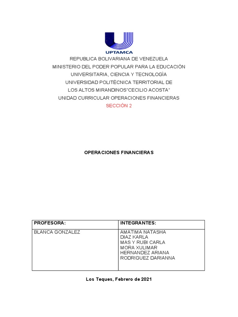 Conceptos Clave de Operaciones Financieras | PDF | Interés | Finanzas ...