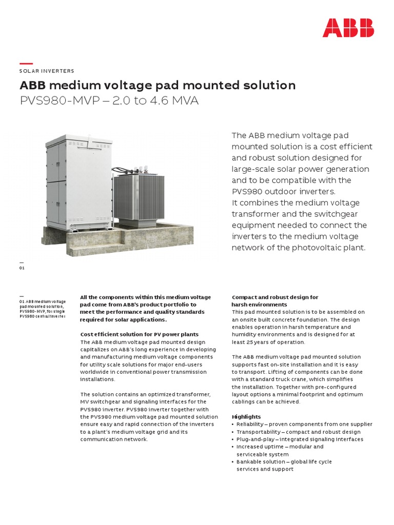 ABB Medium Voltage Pad Mounted Solution: PVS980-MVP - 2.0 To 4.6 MVA ...