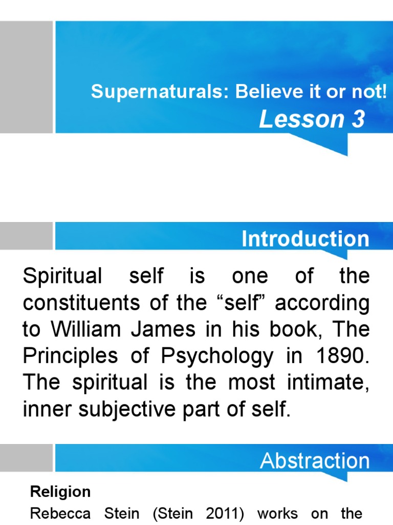 CHAPTER 2 Lesson 3 - Supernaturals - Believe It or Not | PDF | Jesus ...