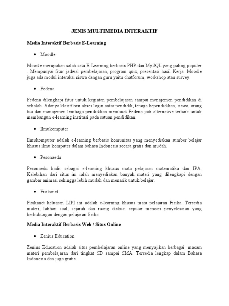 Jenis Multimedia Interaktif | PDF
