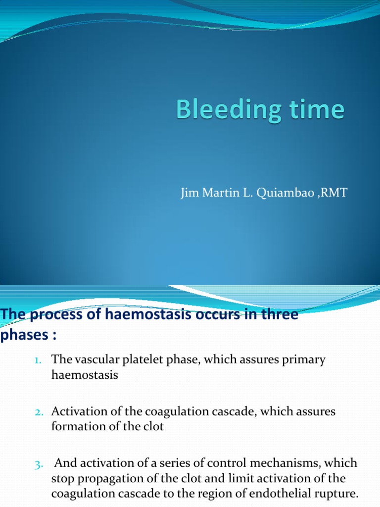 Bleeding Time | PDF | Hemostasis | Coagulation